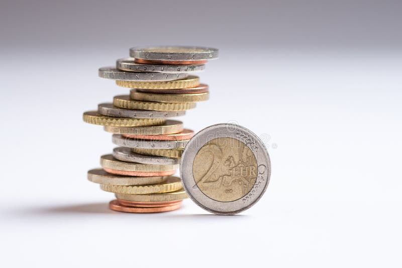 Euro Coins Stacked on Each Other in Different Positions Stock Image ...