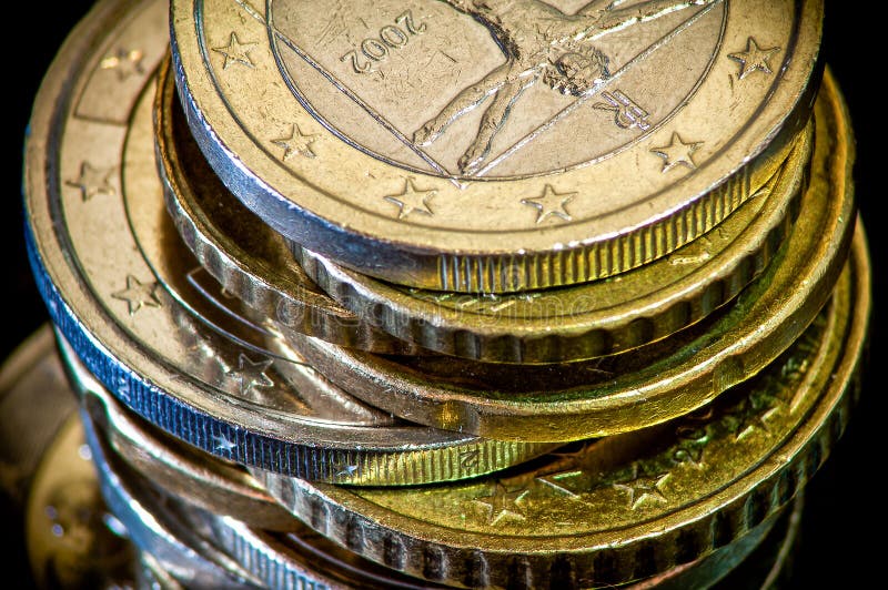 Euro coins stock image. Image of dept, finance, exchange - 65142695