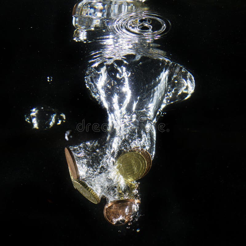Coins underwater stock photo. Image of away, ecology - 14342374