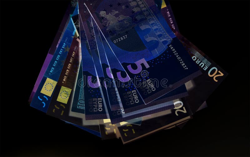 Euro Currency (banknotes ) in UV Light Protection Stock Photo - Image ...