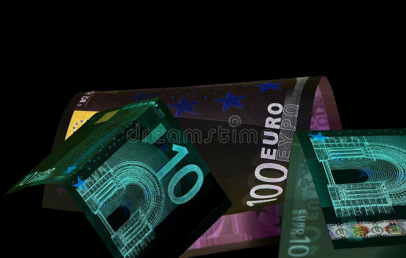 Euro Currency (banknotes ) in UV Light Protection Stock Image - Image ...