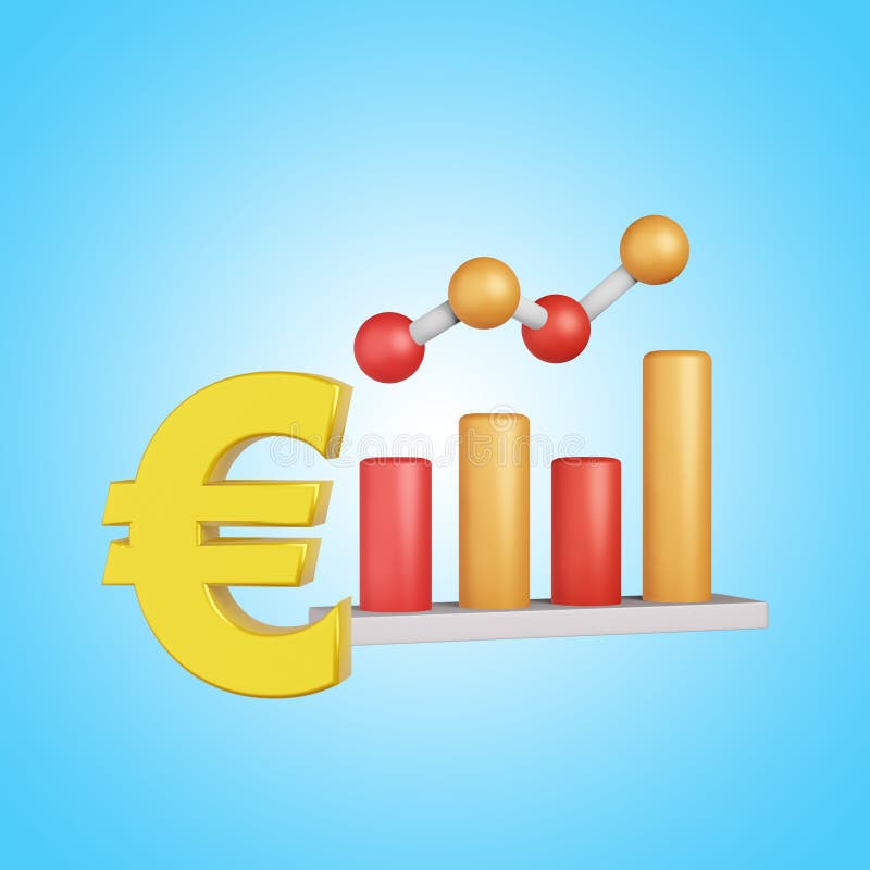 Euro Currency Chart Arrow Up 3d Render Icon Illustration Stock ...