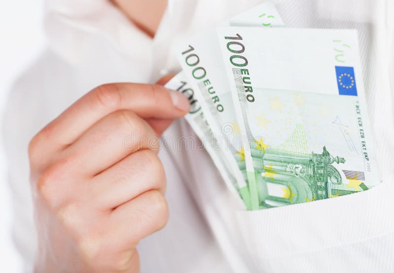 Euro currency in pocket stock image. Image of business - 25044003