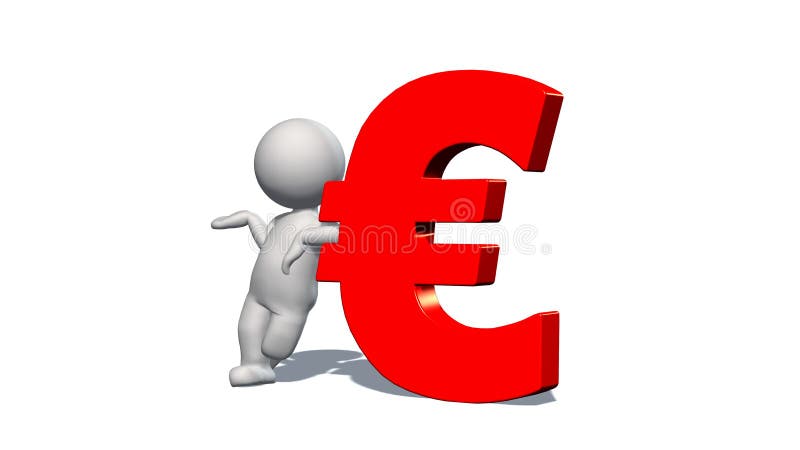 EURO Currency Sign - White 3D Man with Red EURO Sign Stock Illustration ...
