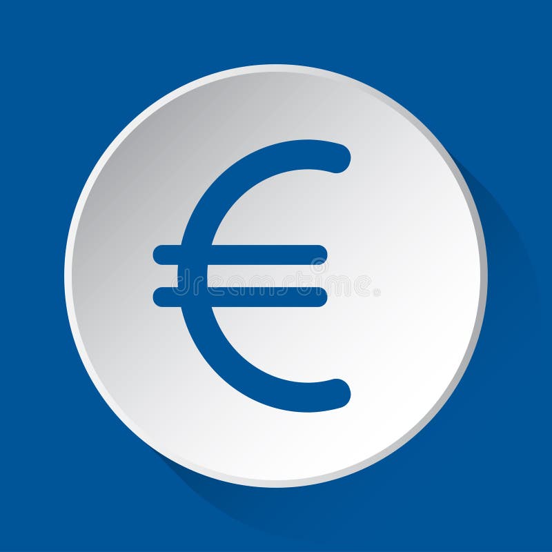 Euro Currency Symbol - Blue Icon on White Button Stock Vector ...