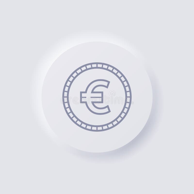 Euro Currency Symbol Coin Icon, White Neumorphism Soft UI Design. Stock ...