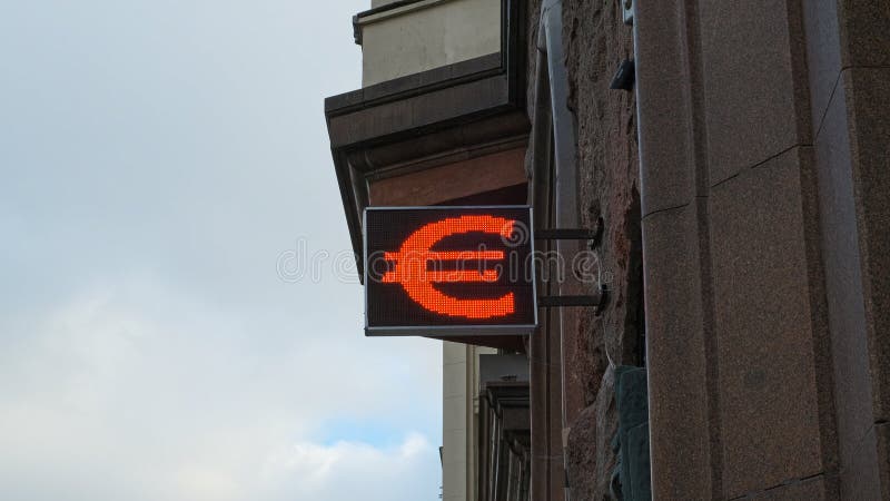 Euro Currency Symbols on Display in Front of an Exchange Office Stock ...
