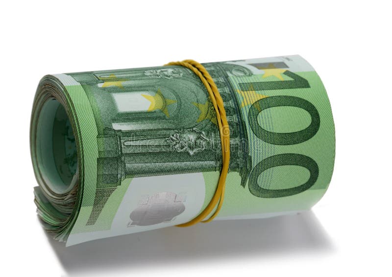 Rouleau De 100 Euro Billets De Banque Avec La Bande Jaune Image stock ...