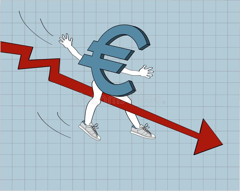 Euro decrease stock vector. Illustration of currency - 51064285