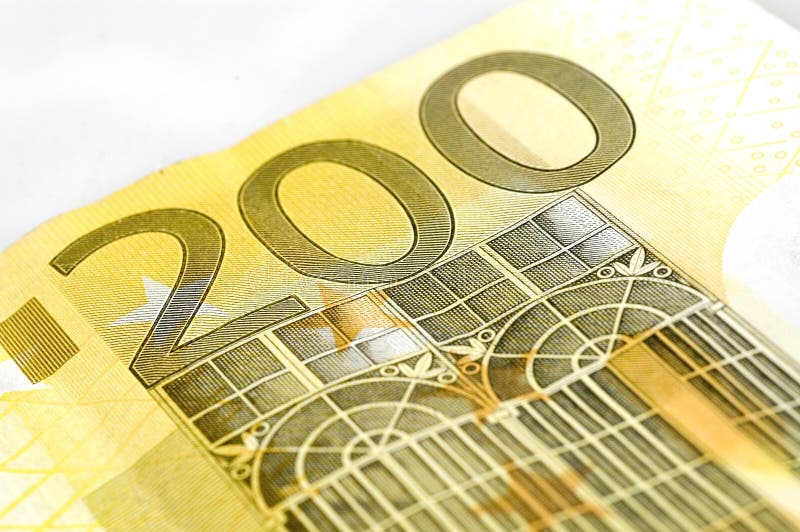 Billet De Banque De L'euro Deux Cents Image stock - Image du closeup ...