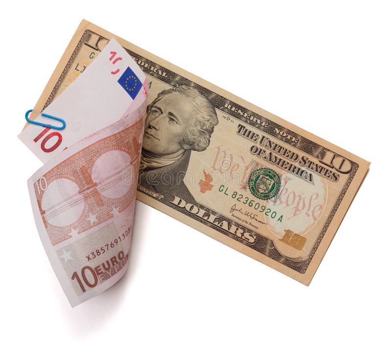 Euro and Dollar Banknotes Fastened Stock Image - Image of notes ...
