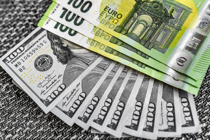 Euro and Dollar Bills in a Common Stack. Stock Photo - Image of ...