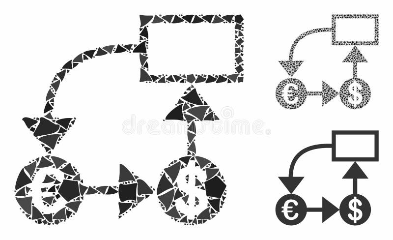 Euro and Dollar Flow Chart Composition Icon of Irregular Pieces Stock ...