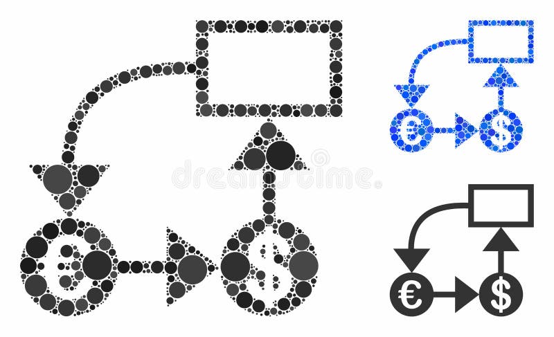 Euro and Dollar Flow Chart Mosaic Icon of Circle Dots Stock ...
