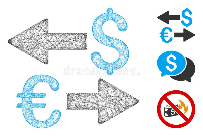 Euro Dollar Transactions Polygonal Web Vector Mesh Illustration Stock ...