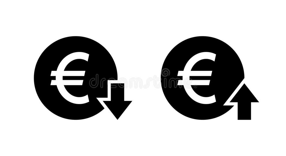 Euro Down and Up Icon. Europe Currency Decrease and Increase Sign Symbol Stock Illustration ...
