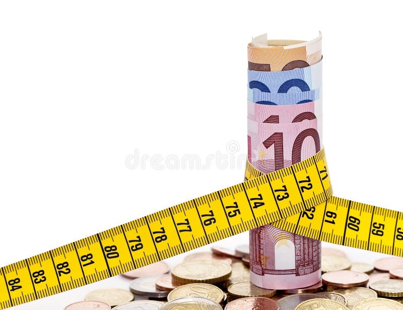 Euro et mesure de bande photo stock. Image du pièce, fond - 13249478