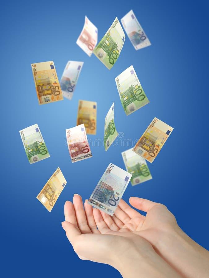 Euro Geld Dat Aan Handen Valt. Stock Foto - Image of zaken, munt: 8626934