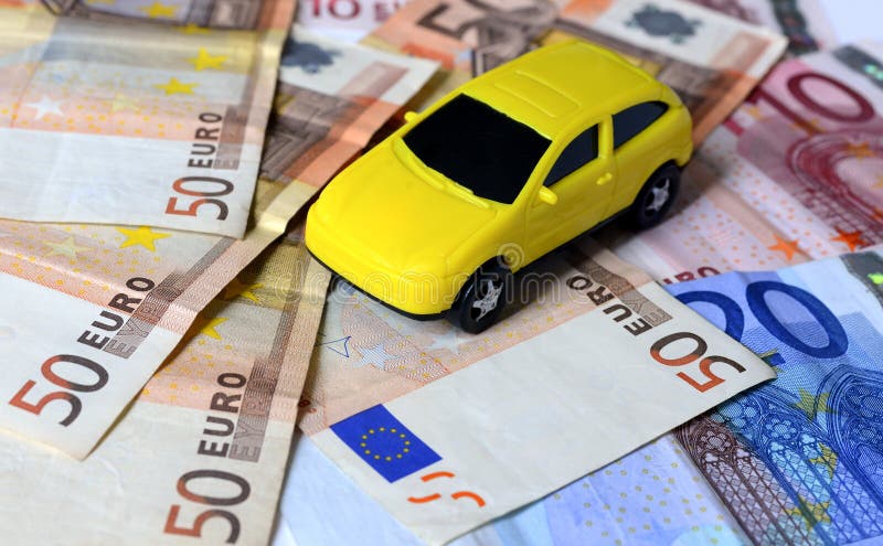 Euro geld met auto stock afbeelding. Image of teken, blauw - 40672509