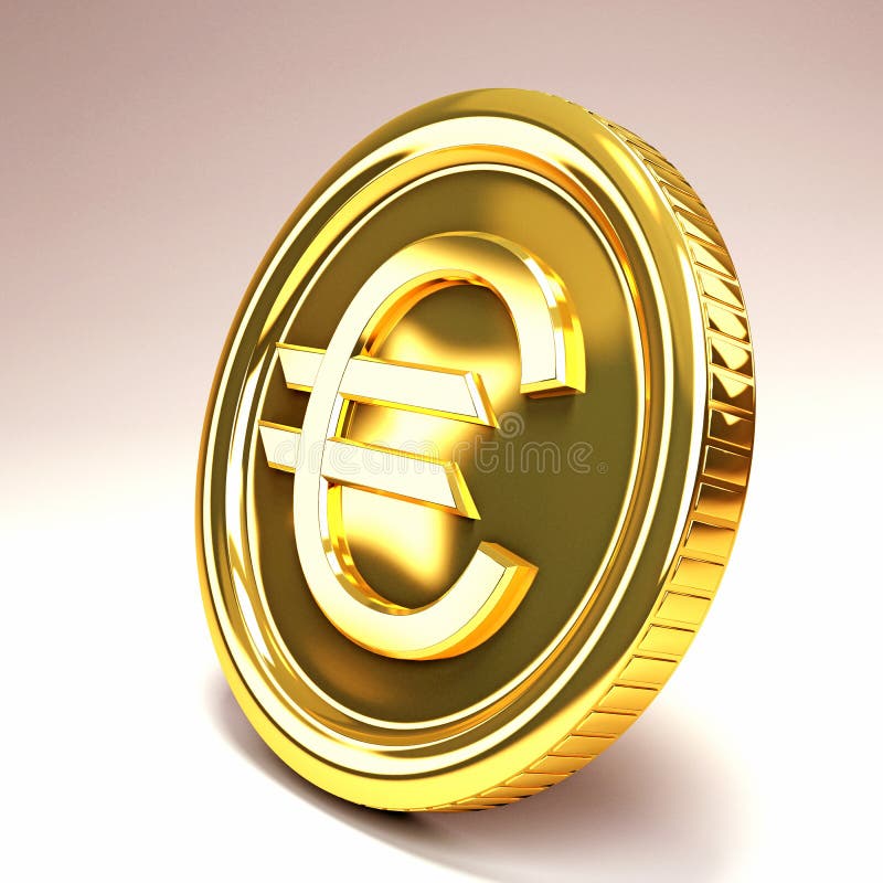 Euro Gold Coin stock illustration. Illustration of exchange - 23968740