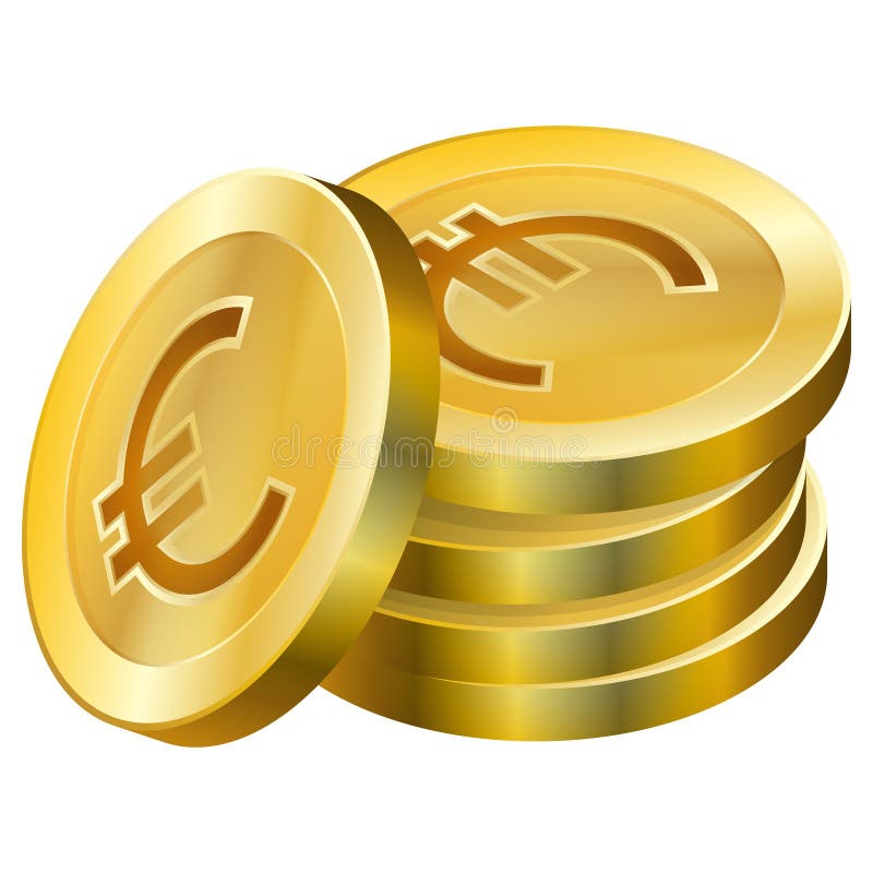 Euro Gold Coin Stack. Isometric Stack of Gold Coins with Euro Symbol ...