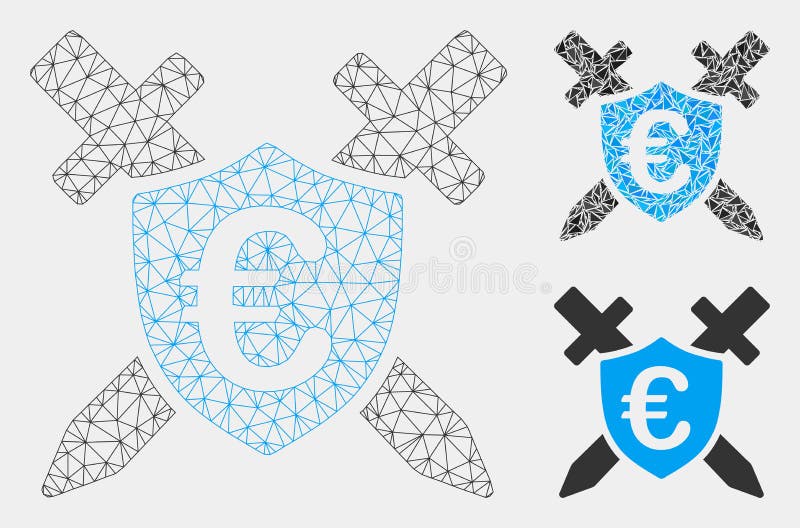 Euro Guard Shield Vector Mesh Carcass Model and Triangle Mosaic Icon ...