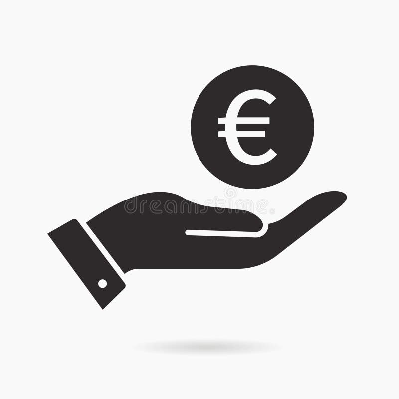 Euro in Hand Icon on White Background. Vector Illustration. Stock ...