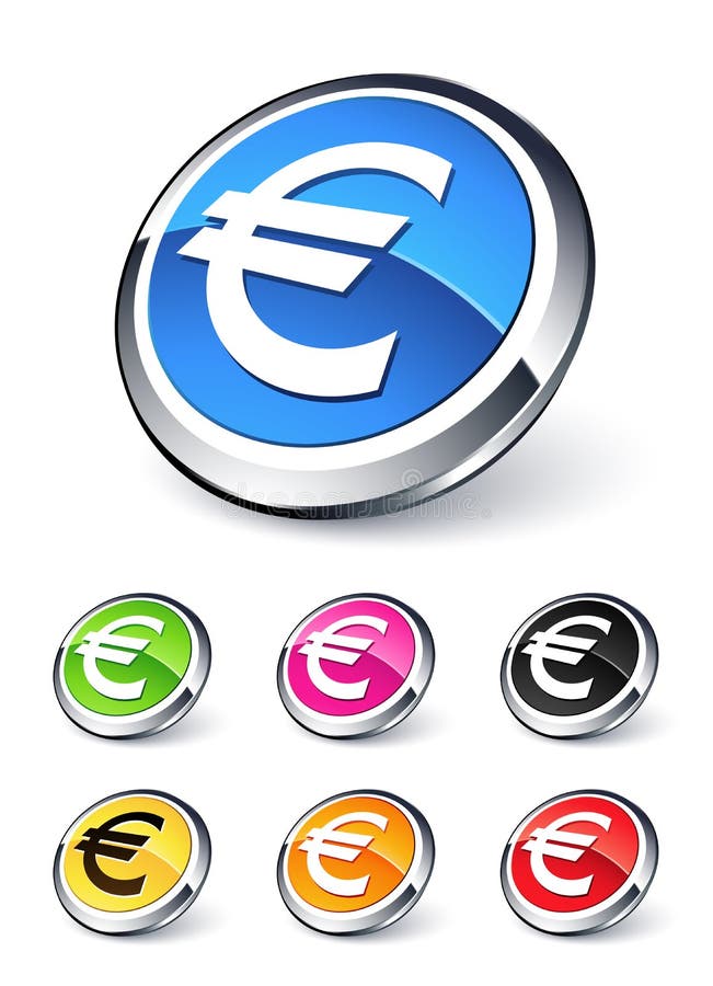 Euro icon stock vector. Illustration of coin, money, glass - 11853394