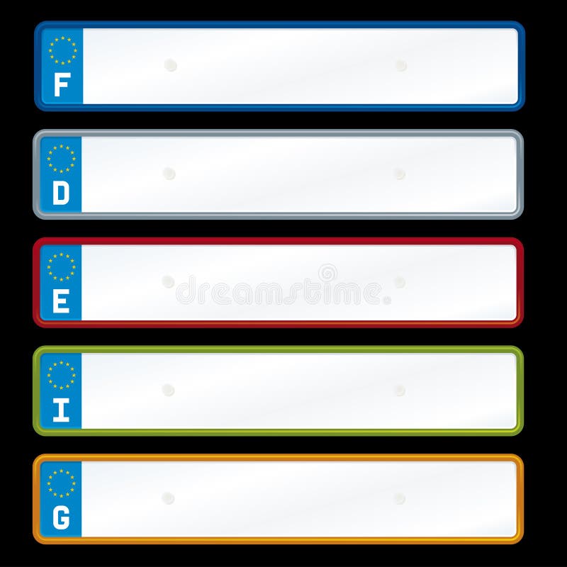 Euro License Plates (vector) Stock Vector - Illustration of sign, white ...