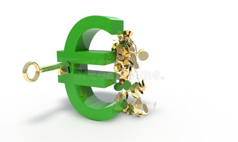 Euro and lock concept, 3d stock illustration. Illustration of lock ...
