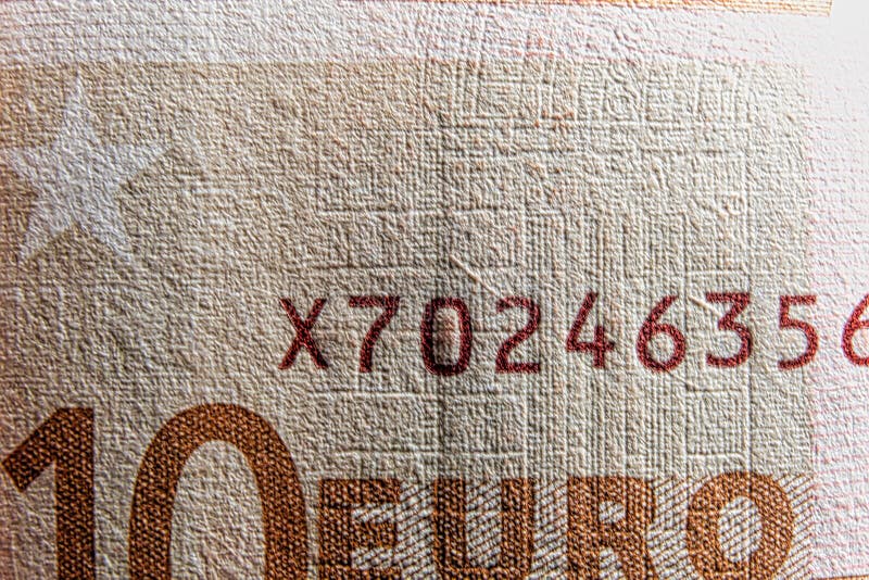 10 Euro Macro with Serial Number (detail) and Copyspace Stock Photo ...