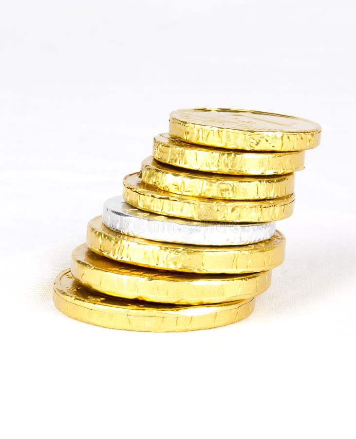 Chocolate money stock photo. Image of confection, stack - 22079982