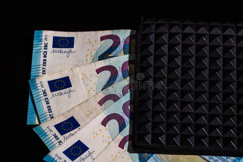 20 Euro Money Banknotes in Black Wallet Isolated Stock Image - Image of ...