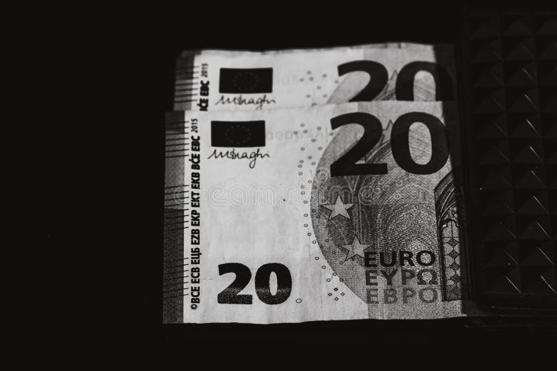 20 Euro Money Banknotes in Black Wallet Isolated Stock Image - Image of ...