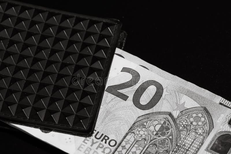 20 Euro Money Banknotes in Black Wallet Isolated Stock Image - Image of ...