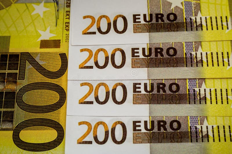 Euro Money Banknotes and Cash .200 Euro Stock Photo - Image of economy ...