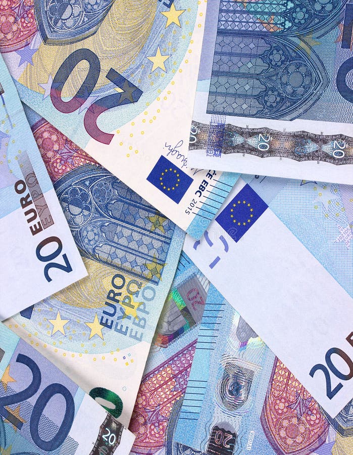 Euro Money Banknotes Different Denominations Abstract Background. Stock ...