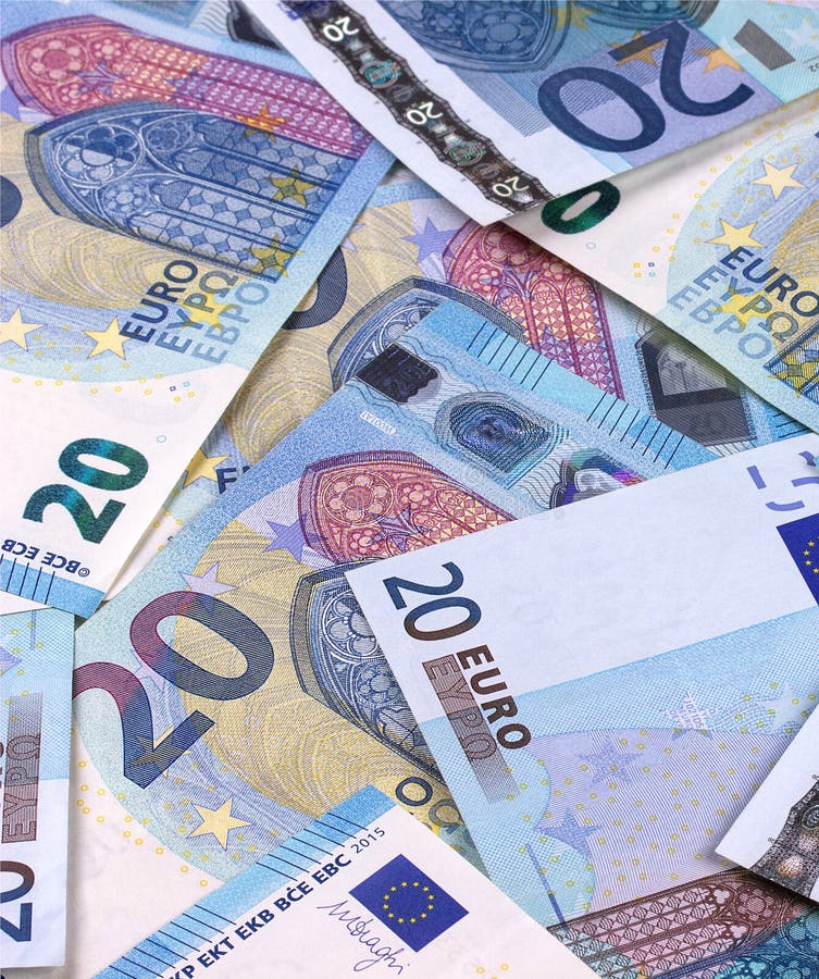 Euro Money Banknotes Different Denominations Abstract Background. Stock ...