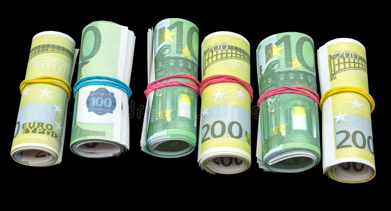 Roll of Two Hundred Euro Banknotes with a Rubber Band Stock Image ...