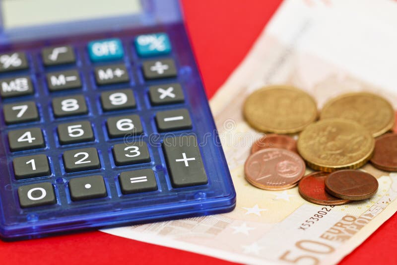Euro money and calculator stock image. Image of economy - 19167655