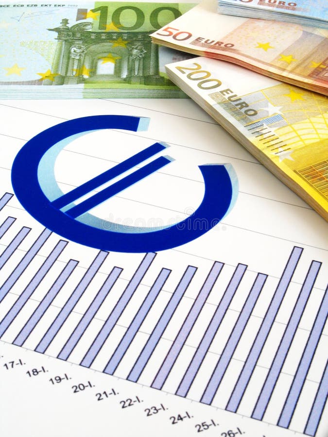Euro Money and Graph - Business Report Stock Image - Image of bond ...