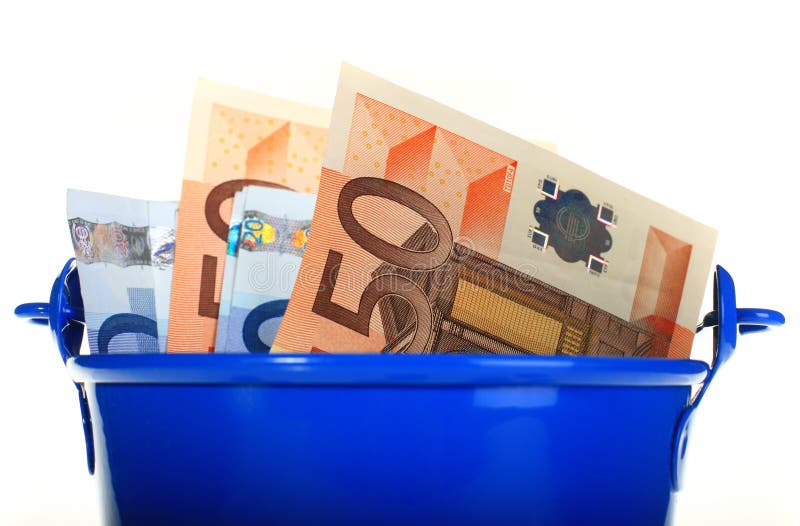 Euro Money Inside the Bucket. Stock Photo - Image of europe, currency ...
