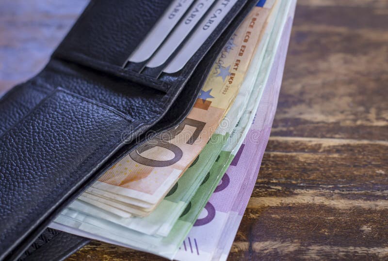 Euro Money Notes in the Wallet on White Background Stock Image - Image ...