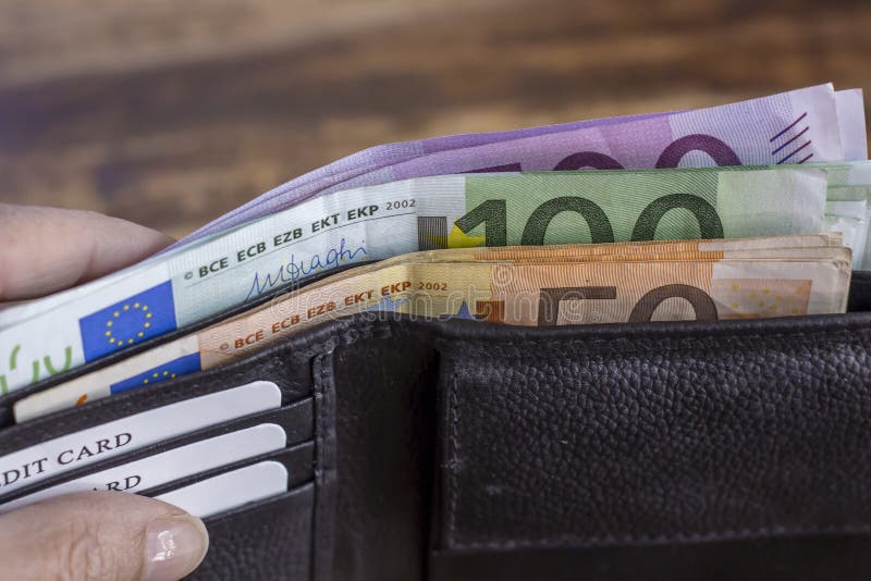 Euro Money Notes in the Wallet on White Background Stock Image - Image ...