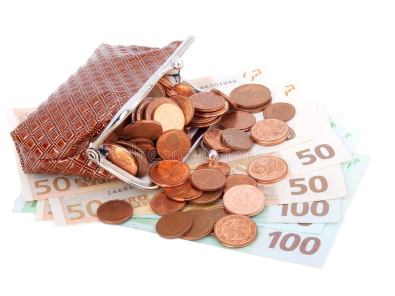 Euro money in purse stock image. Image of expense, currency - 17399337