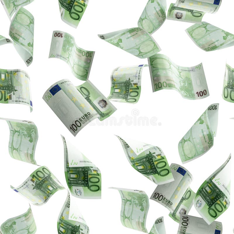 Euro Money Falling Cash. European Banknotes Isolated on White ...