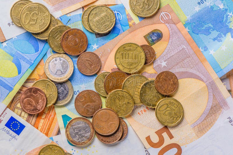 Euro paper money and coins stock photo. Image of moneyseveral - 338201076