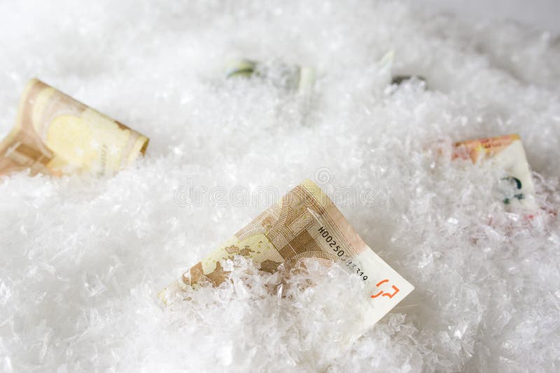 Euro Money in snow. stock photo. Image of holiday, celebration - 105265584