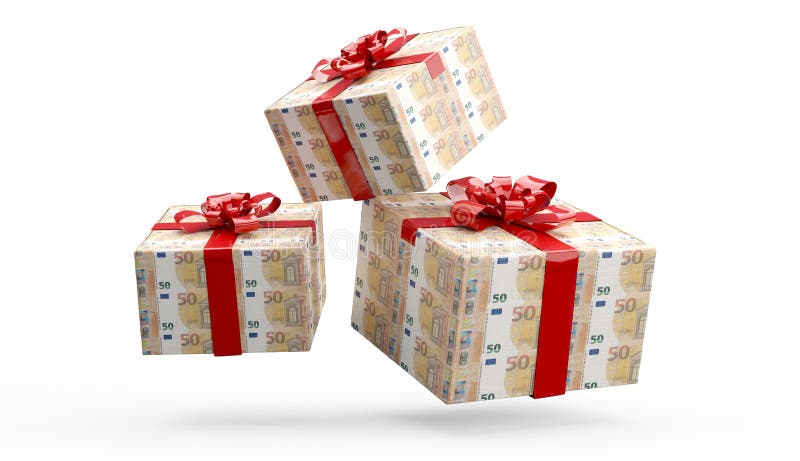 50 Euro Money Wrapped Brown Packages 3d-illustration Stock Illustration ...