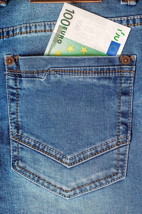 100 Euro Note in a Blue Jeans Pocket Stock Image - Image of human ...